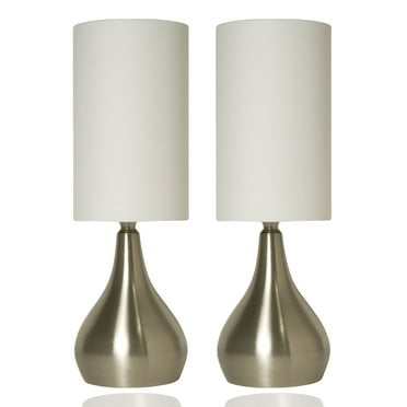 Simple Designs Gemini 2 Pack Mini Touch Lamp with Brushed Nickel Base ...