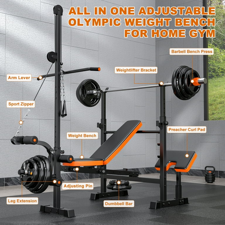 Olympic Weight Bench Press Set Training Fitness Workout GIKPAL 800lbs