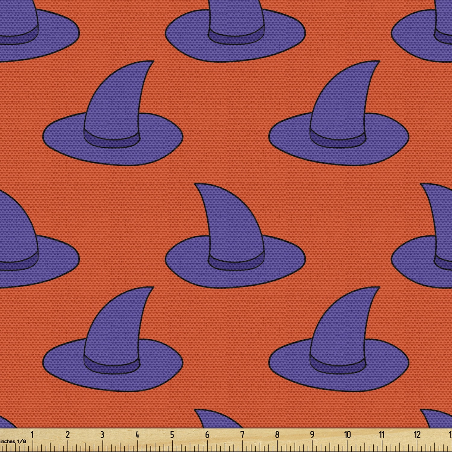Magician Fabric by the Yard, Repetitive Doodle Pattern with Witch and ...