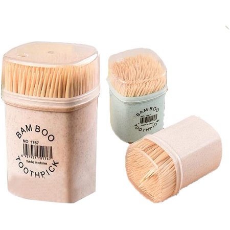 2 Pack Bamboo Wooden Toothpicks,500 Pcs Wooden Round Toothpick with ...