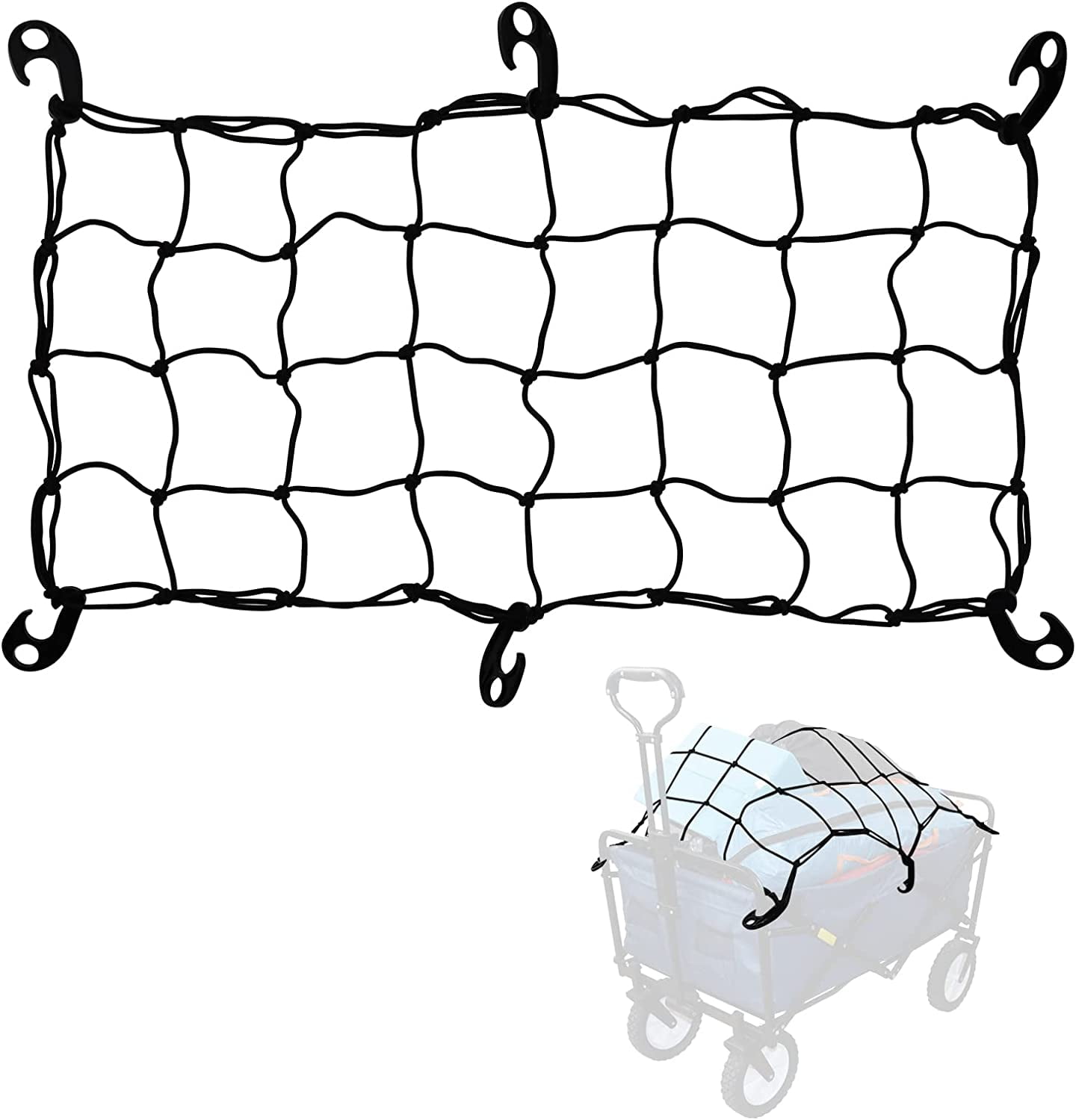 Cargo Net, Luggage Netting with 8 Plastic Hooks for Rooftop Cargo ...