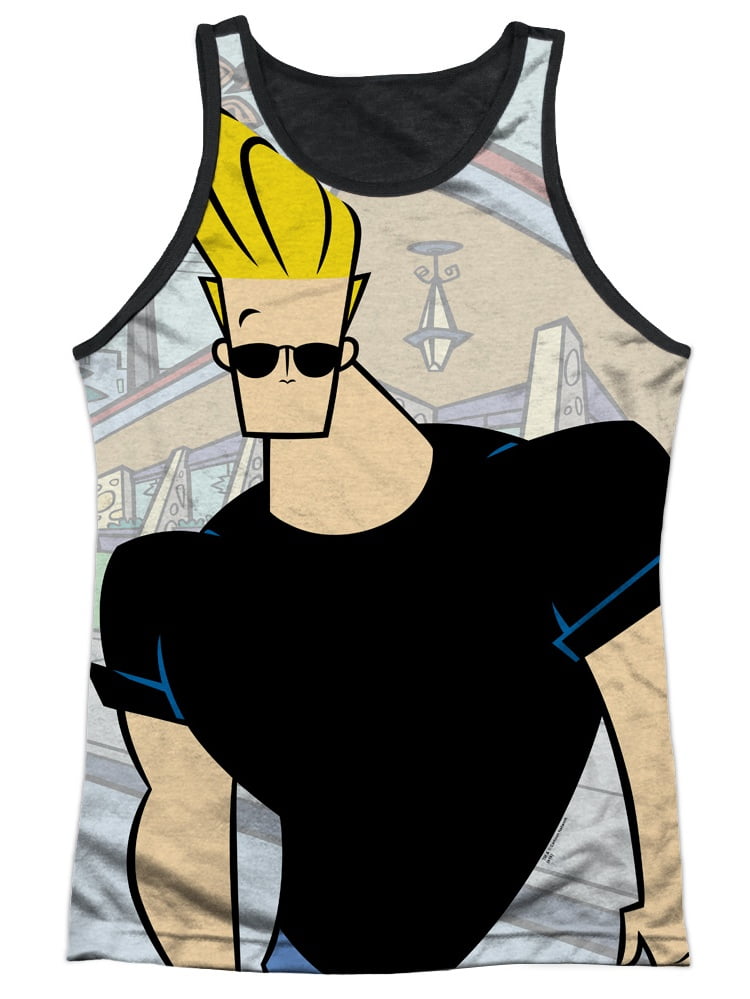 Johnny Bravo CN TV Series Johnny Strutting Adult Black Back Tank Top ...
