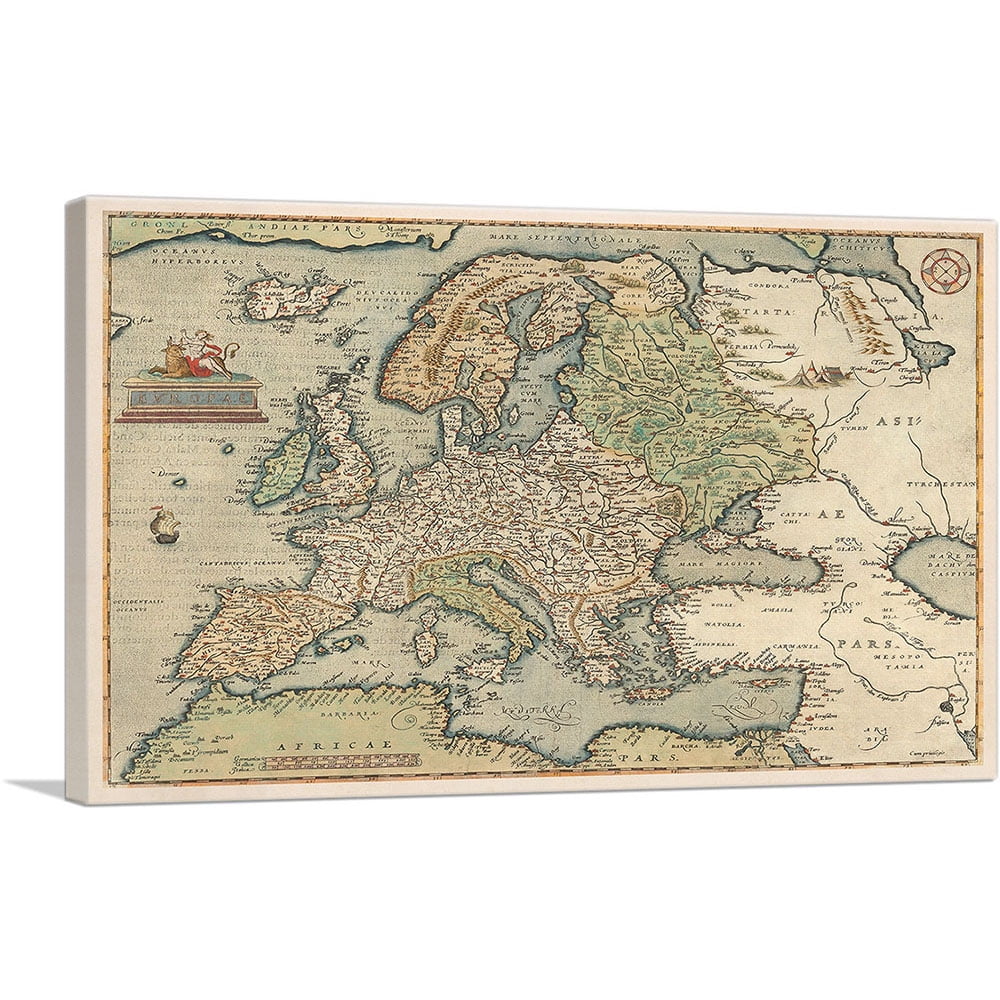 ARTCANVAS Map of Europe 1581 Canvas Art Print by Abraham Ortelius ...
