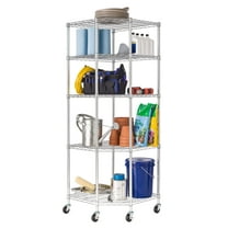 "HSS Commercial 5 Tier Steel Wire Shelving Unit with Wheels, 18""Dx24 ...