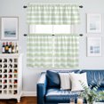 3 Piece Kitchen Curtains and Valances Set Green Striped Cafe Curtains ...