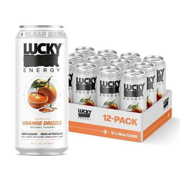 Lucky Energy Sugar Free Energy Drinks 16 fl oz Cans 12 Pack with 200mg ...