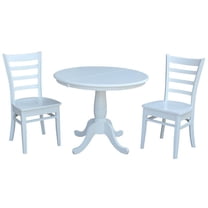 International Concepts 3 Piece Extendable Round Dining Set in White ...