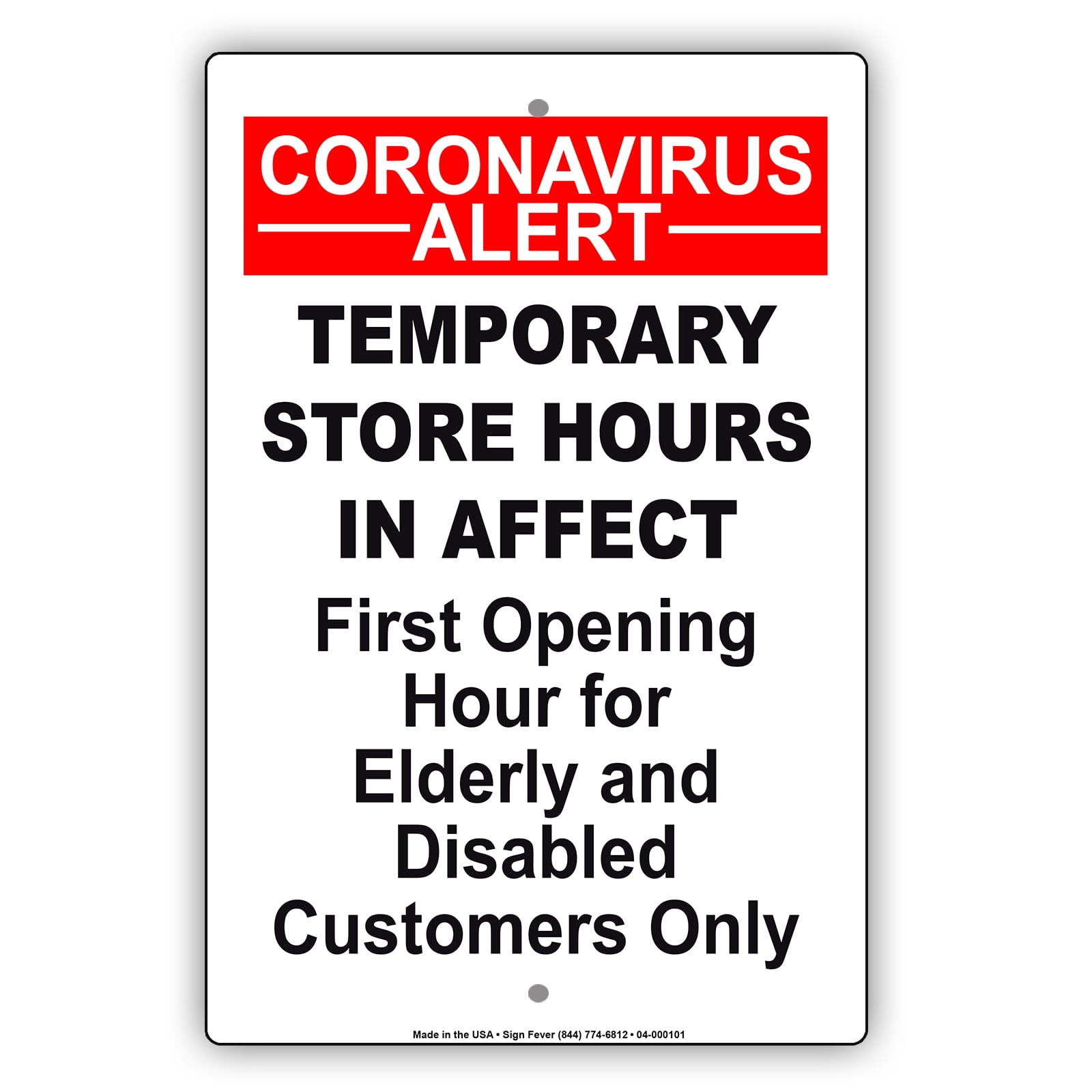 Alert Temporary Store Hours In Affect First Hour For Elderly And ...