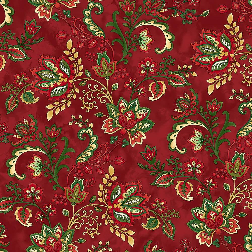 Henry Glass Fabrics Jacobean Joyeux Color Principle Jacobean Vine Red ...
