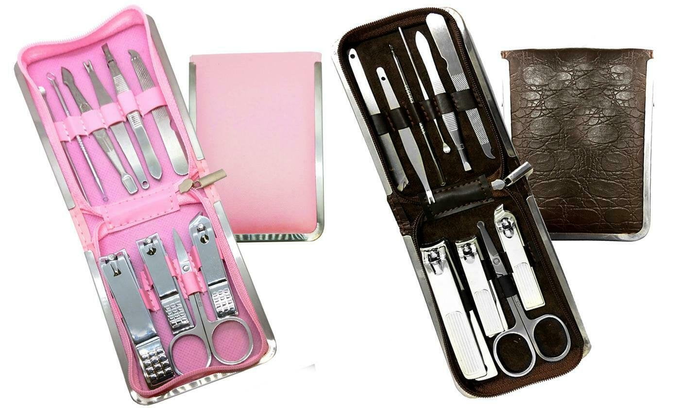 Stainless Steel Manicure and Pedicure Tool Kit with Foldable Pouch 11 ...