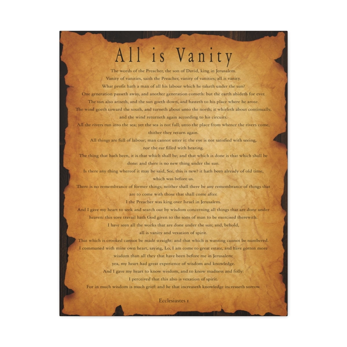Scripture Walls All is Vanity Ecclesiastes 1 Gold Brown Bible Verse ...