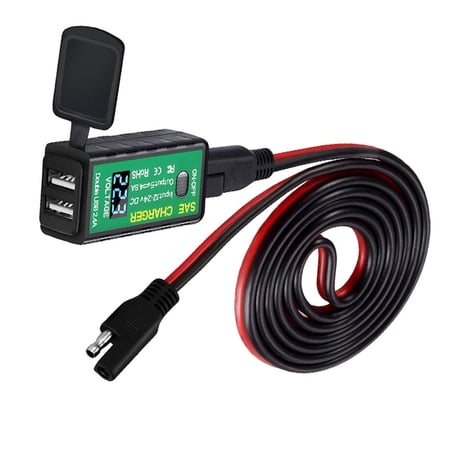 Decodeary USB Motorcycle Charger Waterproof Dual Ports Charging Adapter ...