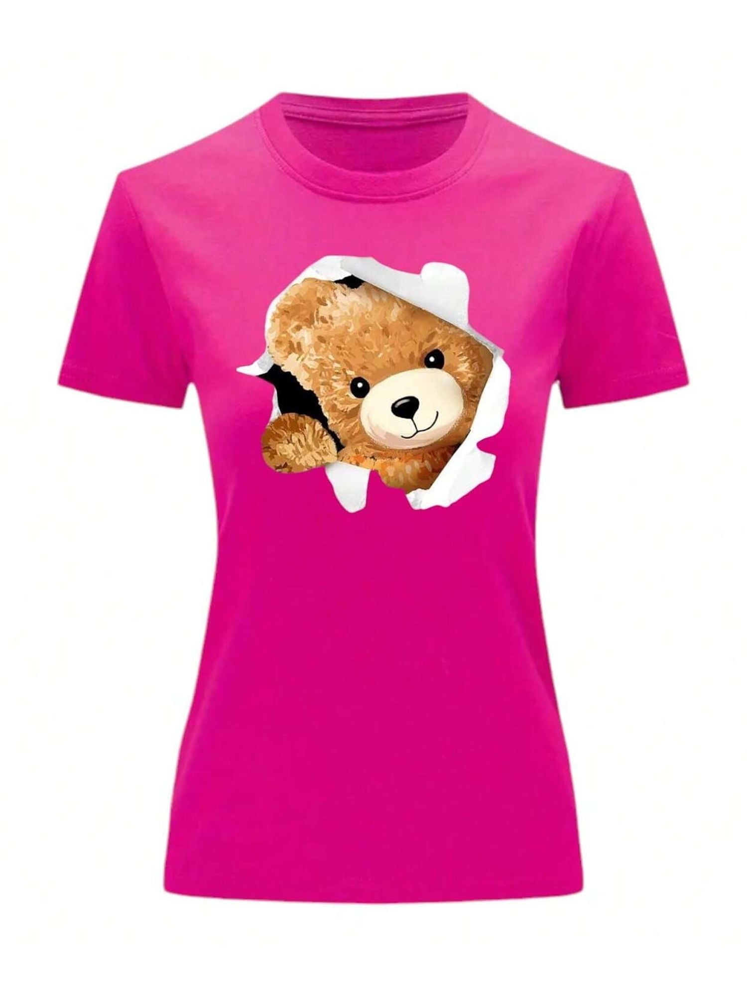 Playera Blusa Con Impresion De Oso Saliendo Del Pecho Ropa Para Mujer ...