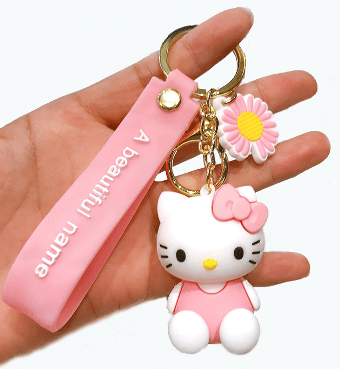 PVC Keychain 3D Cartoon Kitty Cat Key Chain for Girls Women Gifts ...