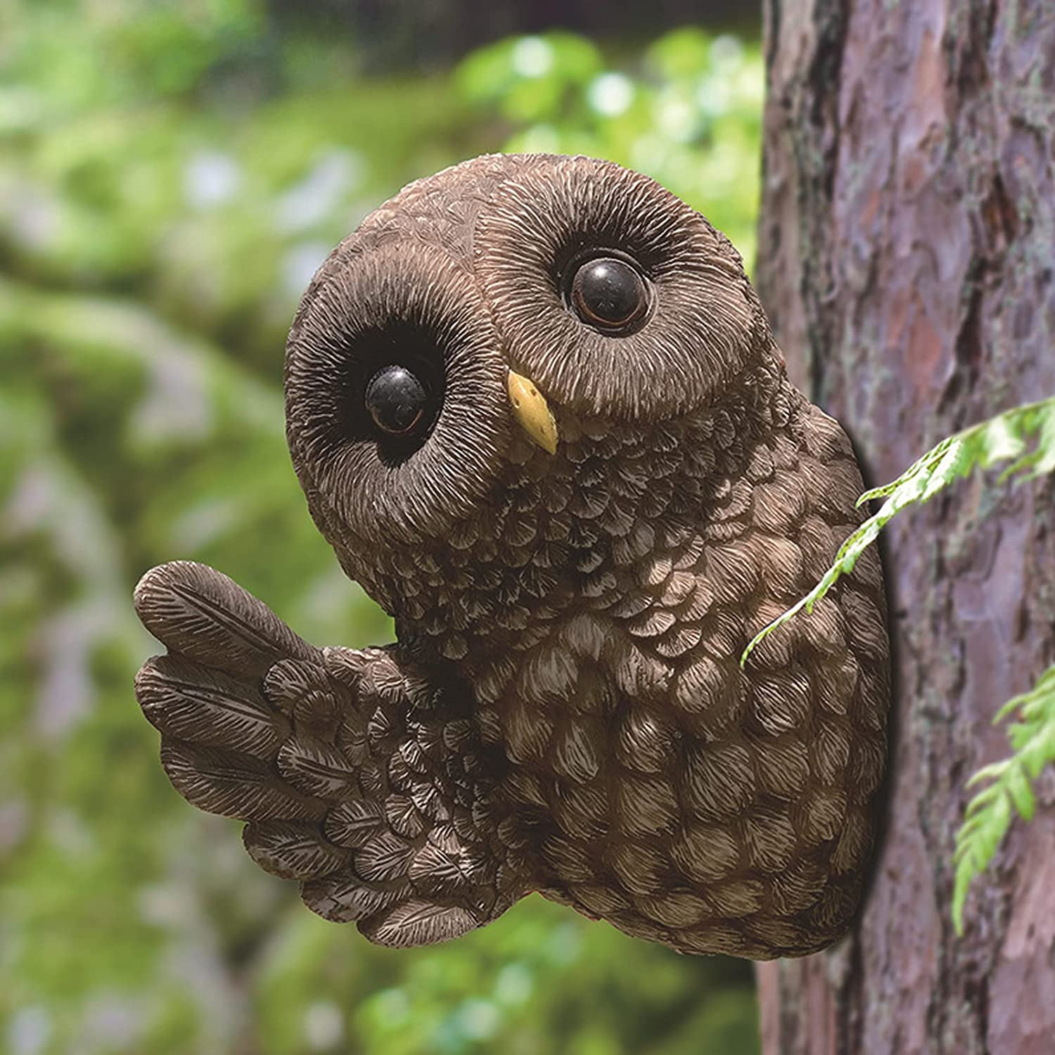 Owl Face Tree Hugger, Funny Polyresin Outdoor Tree Sculpture, Fairy ...