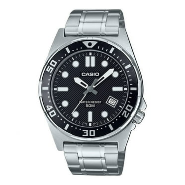 Casio Men's Standard Analog Wrist Watch, Stainless Steel, Black Dial, Quartz MTD-130D-1A2V, 100M ...