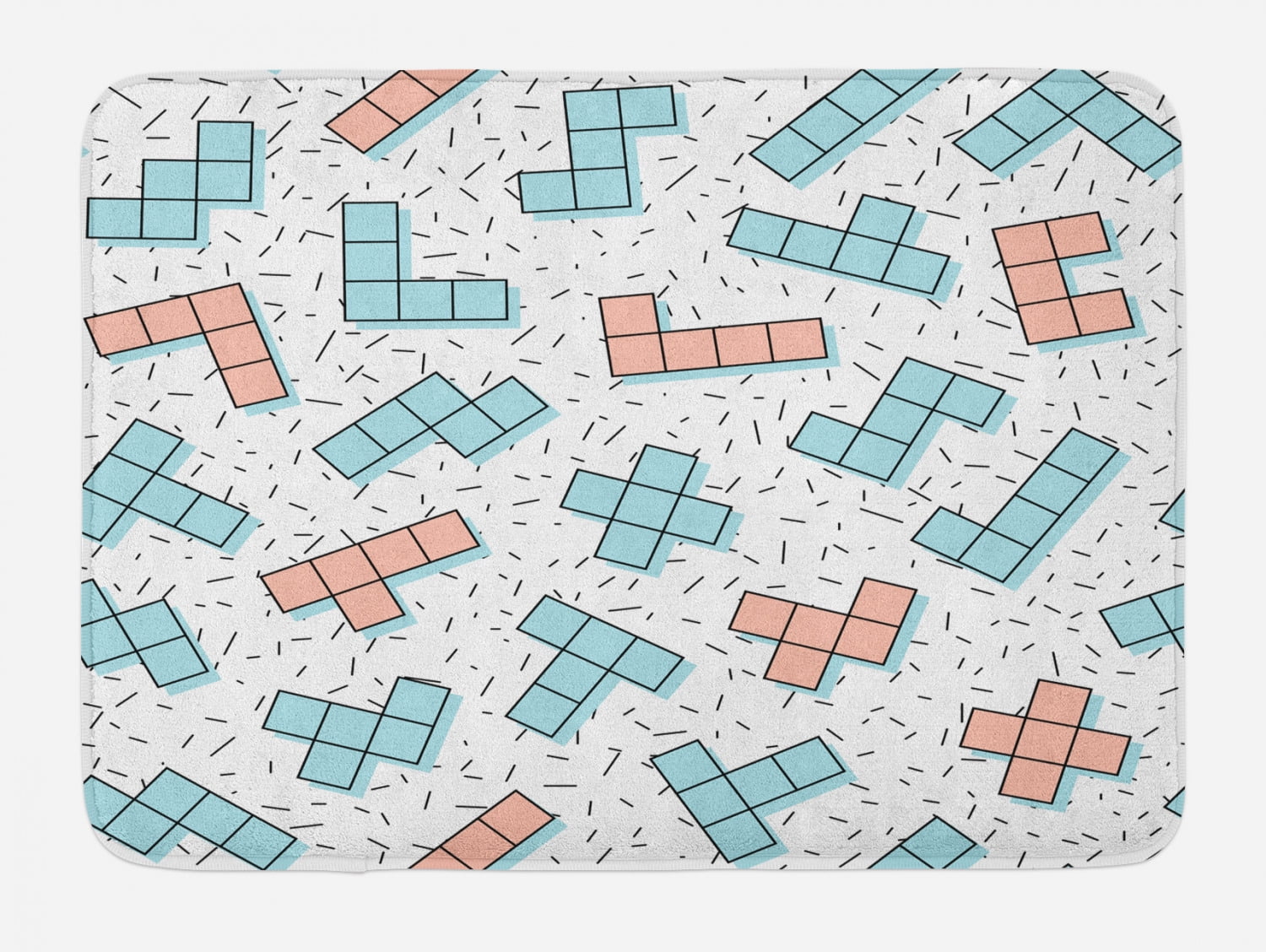 90s Bath Mat, Geometric Patterns in Retro Memphis Style Abstract ...