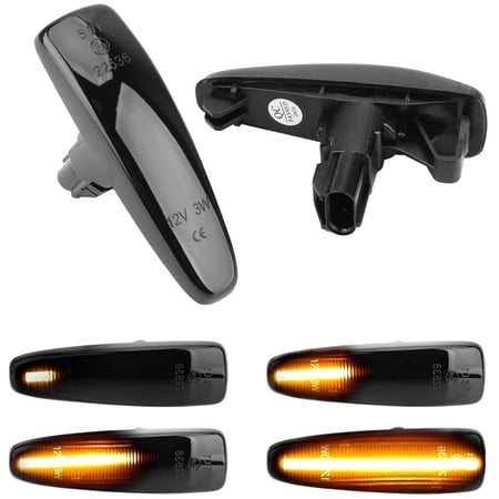 Smoked Sequential LED Side Marker Turn Signal Light Dynamic Blinker Fit ...