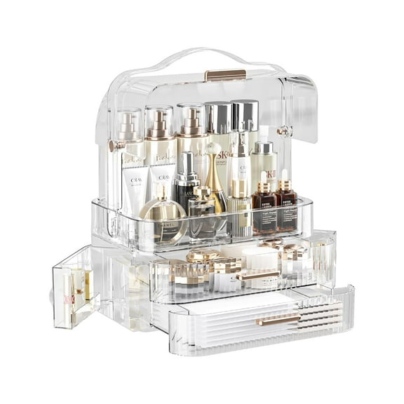 Cosmetics Storage Box Transparent Lid Large Makeup Organizer Box ...