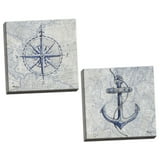 Gango Home Decor Modern Vintage Nautical I & II; Two 12x12in Hand ...