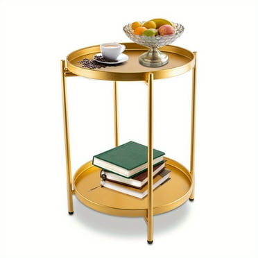 Darzheoy 2 Tier End Table, Side Table with Removable Tray, End Table ...