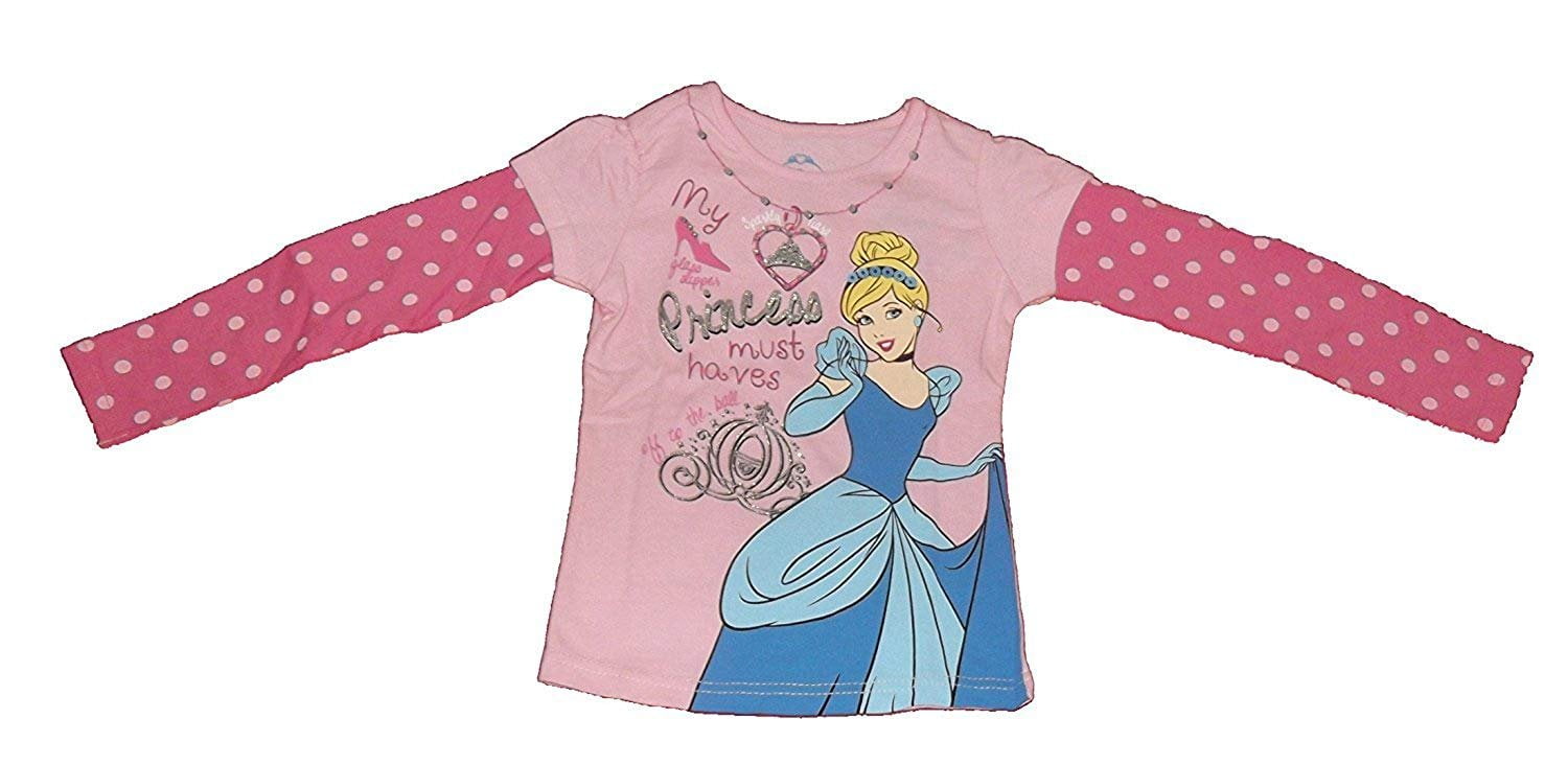 Disney Princess Toddler Girls Long Sleeve Shirt Sparkly Tiara Pink Tee ...