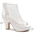 BLISSFUL STEP Platform Lace Peep Toe Ankle Boots Back Zip Chunky Heel ...