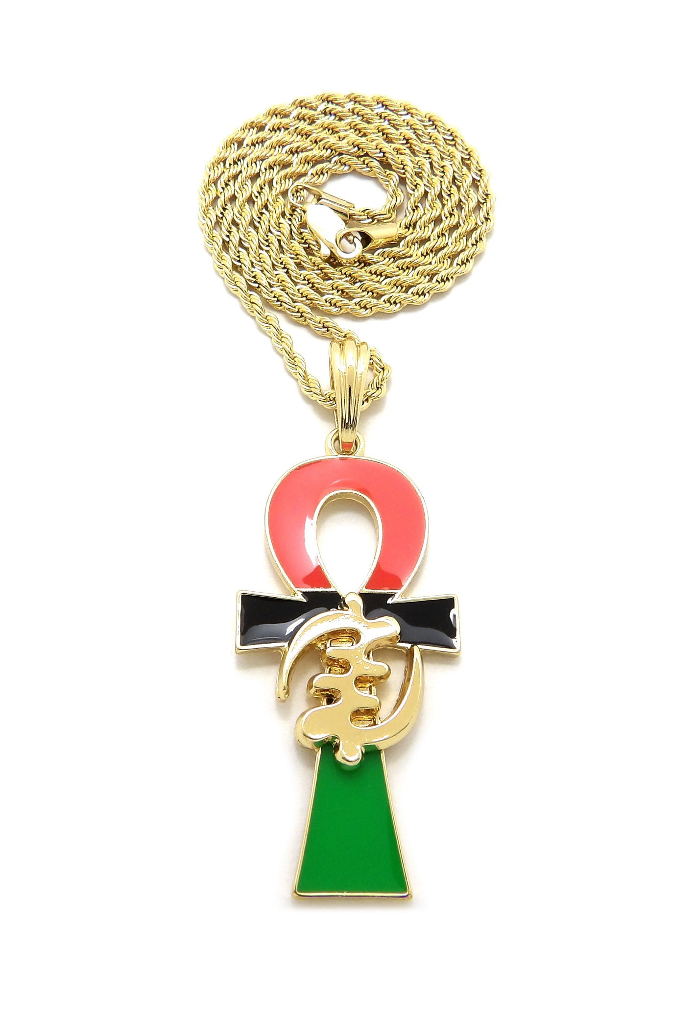 iJewelry2 Ancient Egyptian Afro-American Colored ANKH Cross with Gye ...