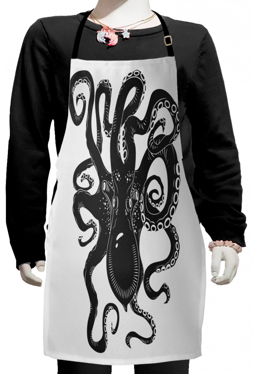Octopus Kids Apron, Cephalopod Character Curling Tentacles Swimming ...