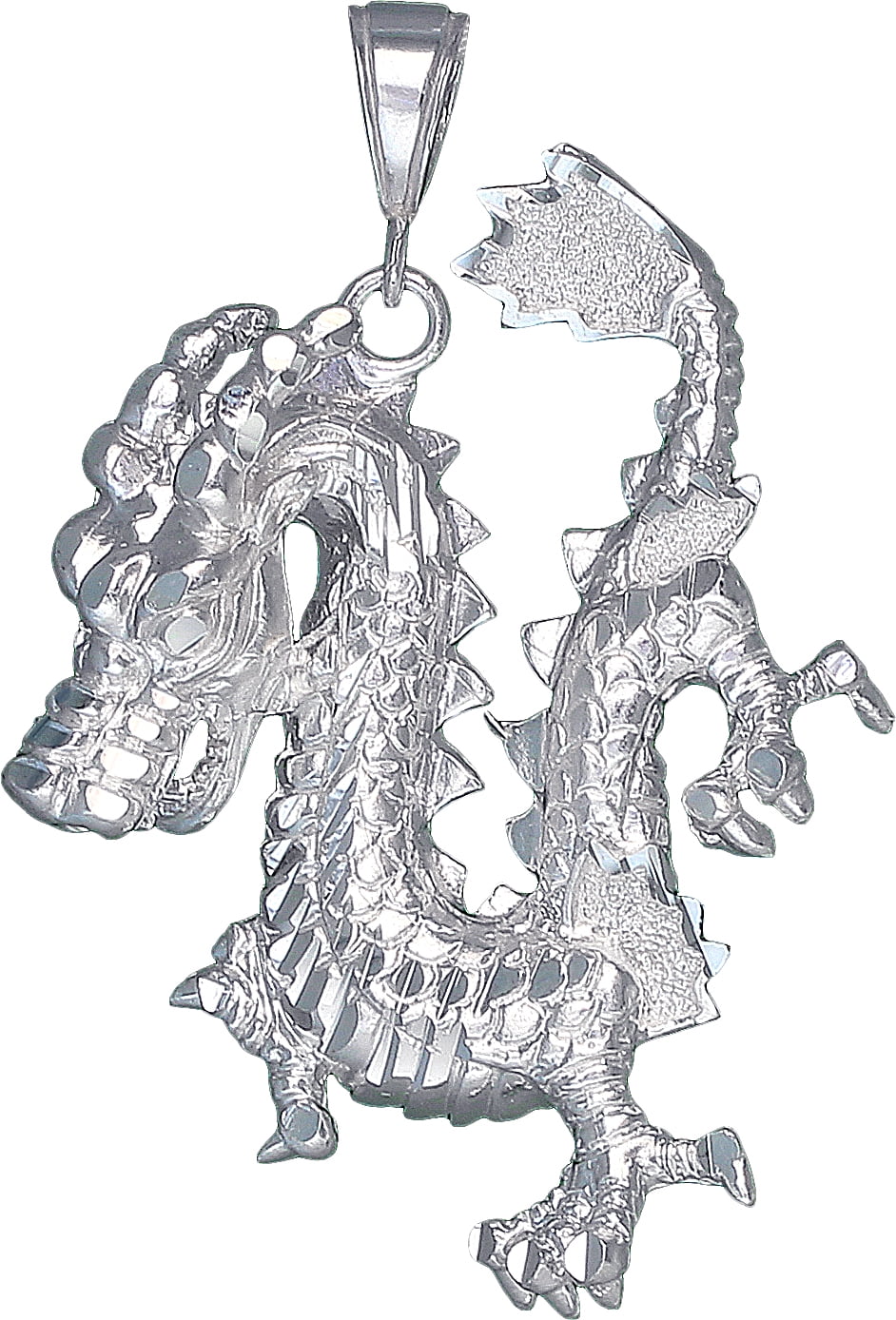 Large Sterling Silver Dragon Pendant Necklace 2.45 Inches 18 Grams with ...