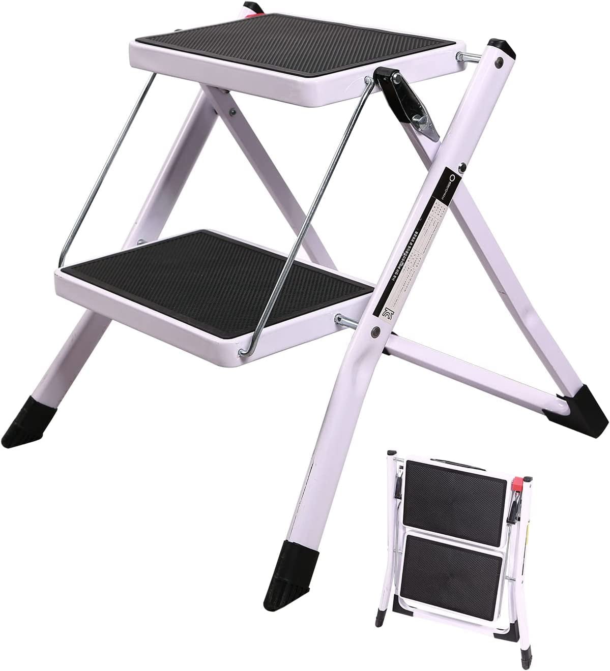 REDCAMP Folding 2 Step Stool for Adults 250lbs, Lightweight Portable ...
