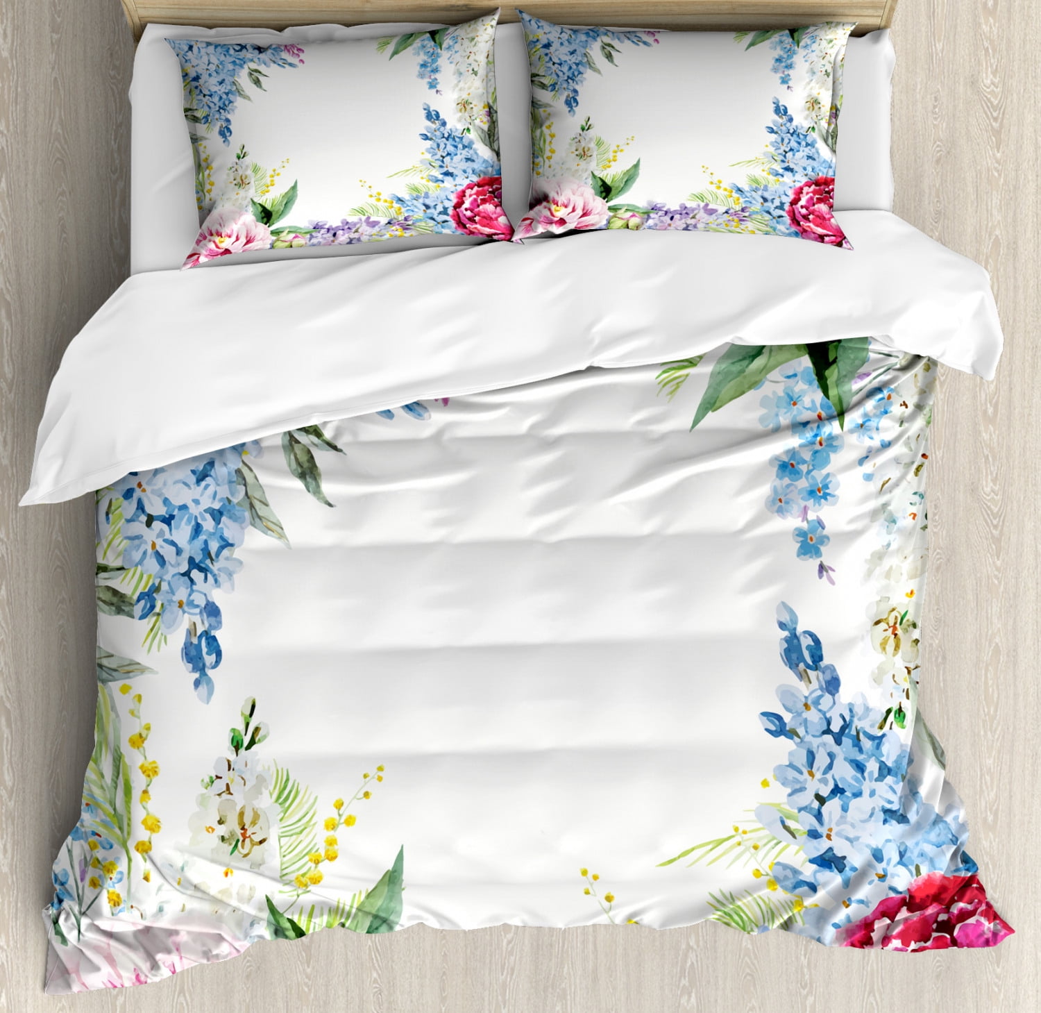 Flower King Size Duvet Cover Set, Springtime Fragrance Garland with ...