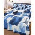 96x106in Quilt Bedding Set, Abstract Blue Gradient Geometric Pattern ...