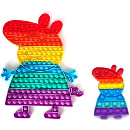 2 Sizes Pig Pop It Fidget Toy - Rainbow Silicone Game for Sensory ...