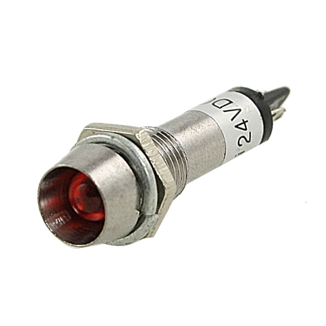 Recessed 2 Terminals Threaded Red LED Indicator Pilot Light Lamp DC 24V ...