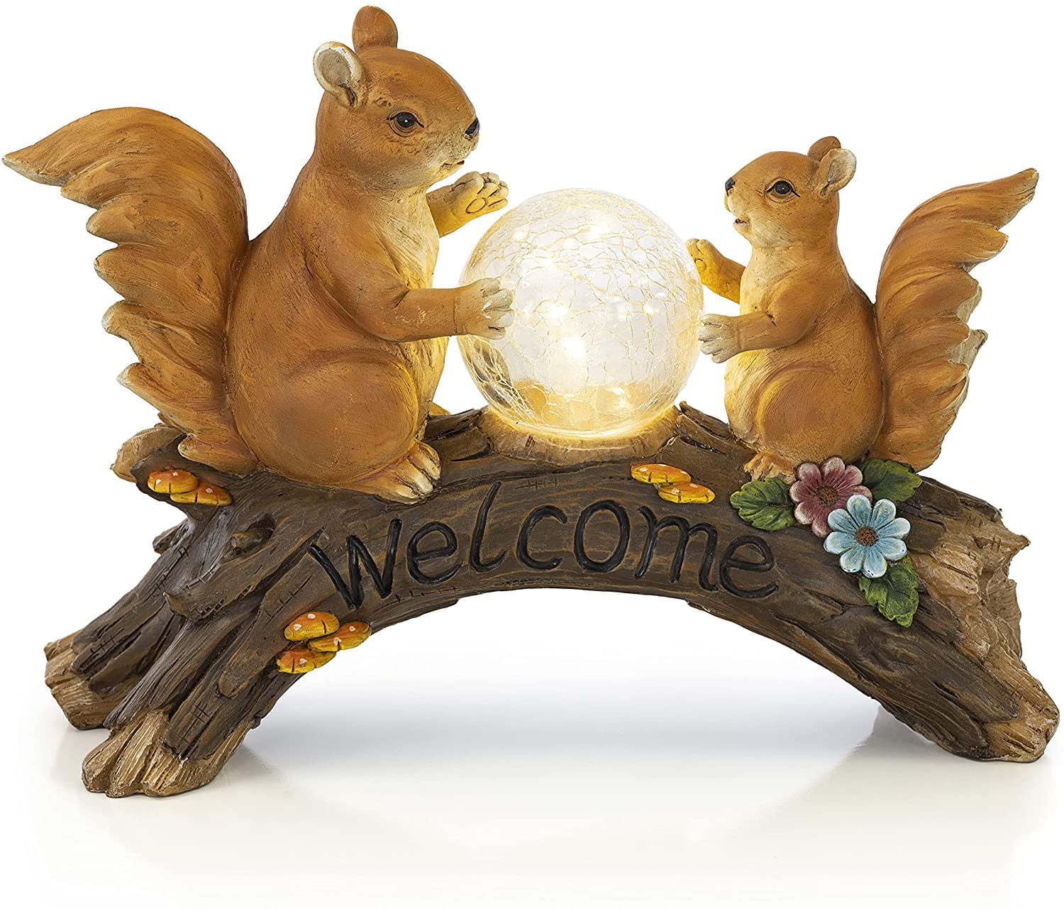Enchanted Welcome Squirrels Solar Powered Led Outdoor Decor Garden ...