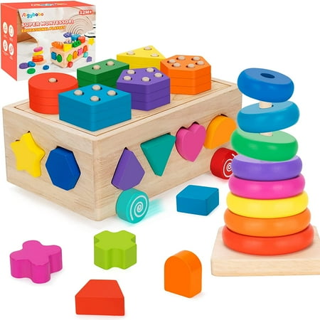 Montessori Toys for 1 Year Old, Baby Toy 12-18 Months, Wooden Shape ...