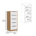 Dresser 42"H, 5 Drawer, Vertical Dresser, White / Light Oak - Walmart.com