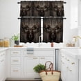 3 Piece Kitchen Curtains and Valances Set Brown Moose Head Cafe ...