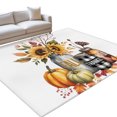 Area Rug 4x6ft, Fall Sunflower Pumpkin Leaf Washable Rugs for Living ...