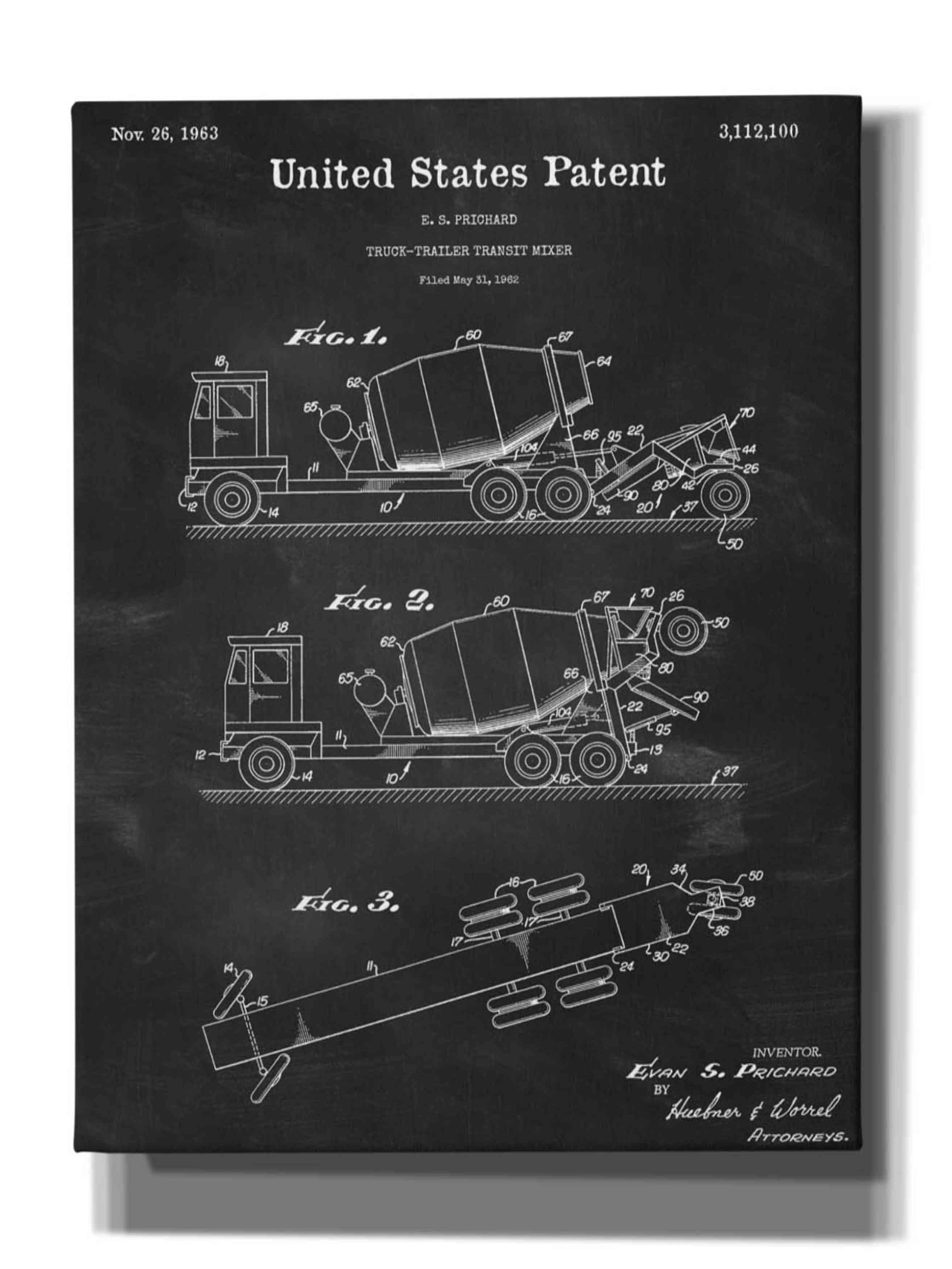 Epic Graffiti 'Truck Trailer Transit Mixer Blueprint Patent Chalkboard ...