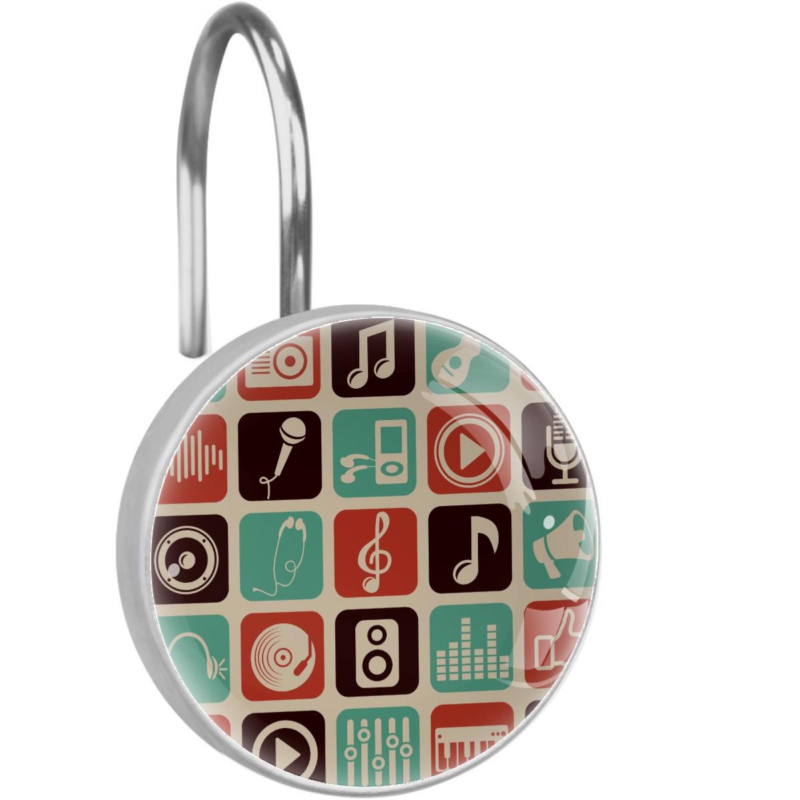 Music Notes Shower Curtain Hooks（Set of 12）for Home Hotel Shower Rods ...