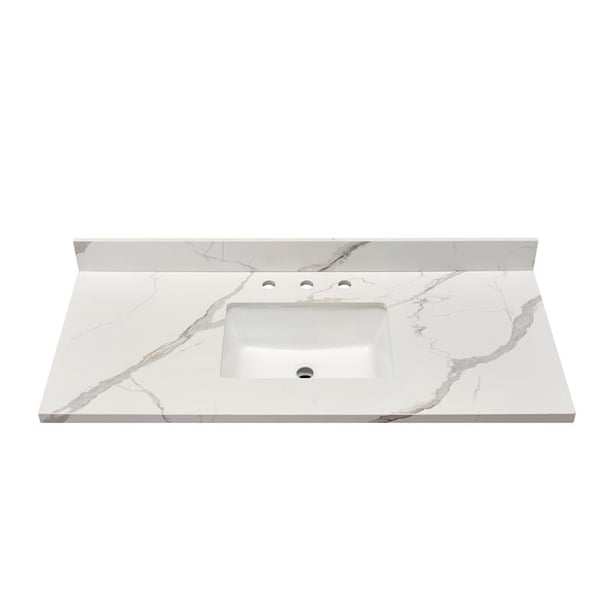 Altair Design 49 in. Stone effects Vanity Top in Calacatta White with ...