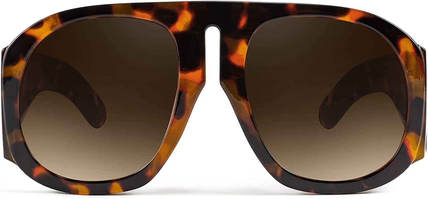 FEISEDY Oversized Aviator Round Sunglasses Women Multi Tinted Thick ...