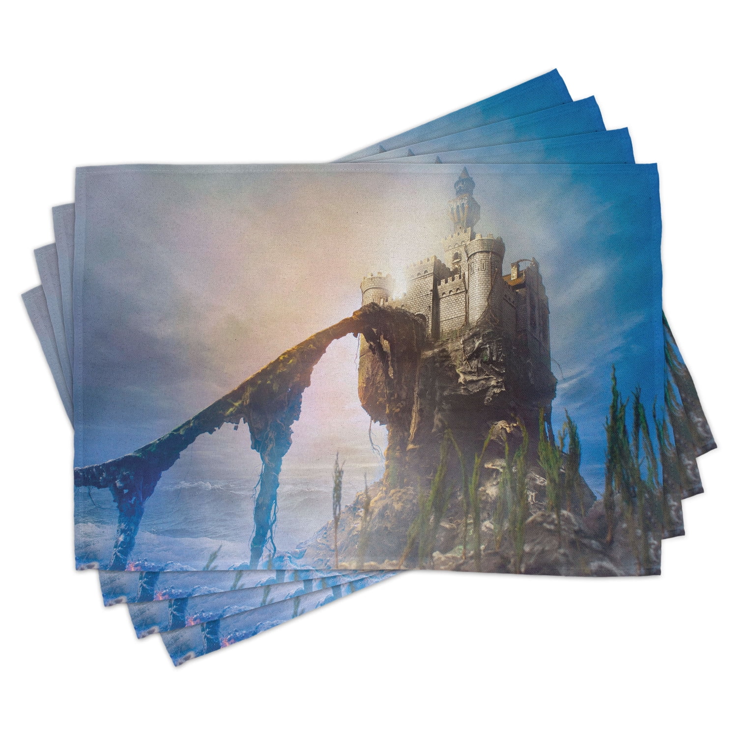 Ambesonne Medieval Place Mats Set of 4, Old Castle, Standard Size, Grey ...