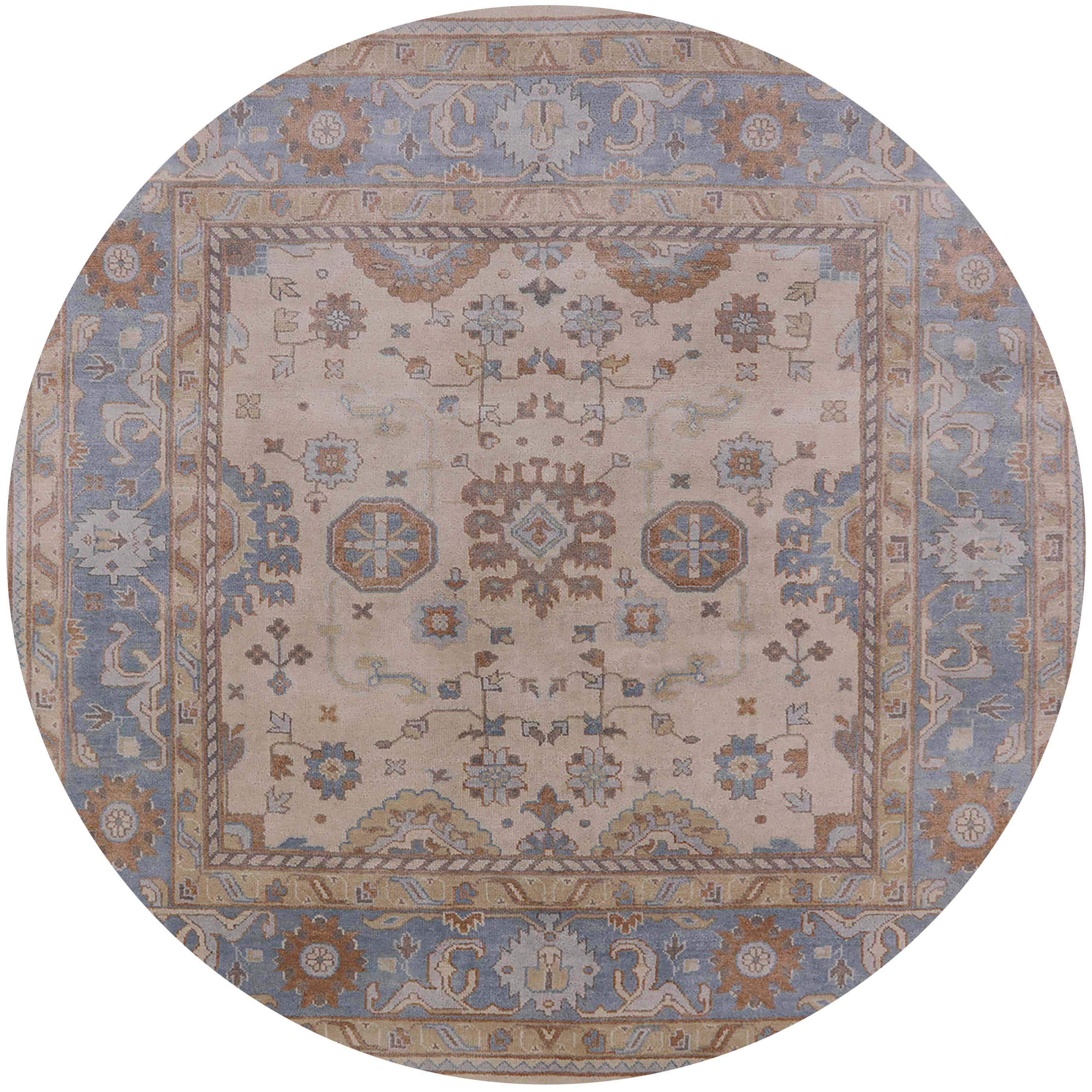 Ahgly Company Indoor Round Mid-Century Modern Rose Purple Oriental Area ...