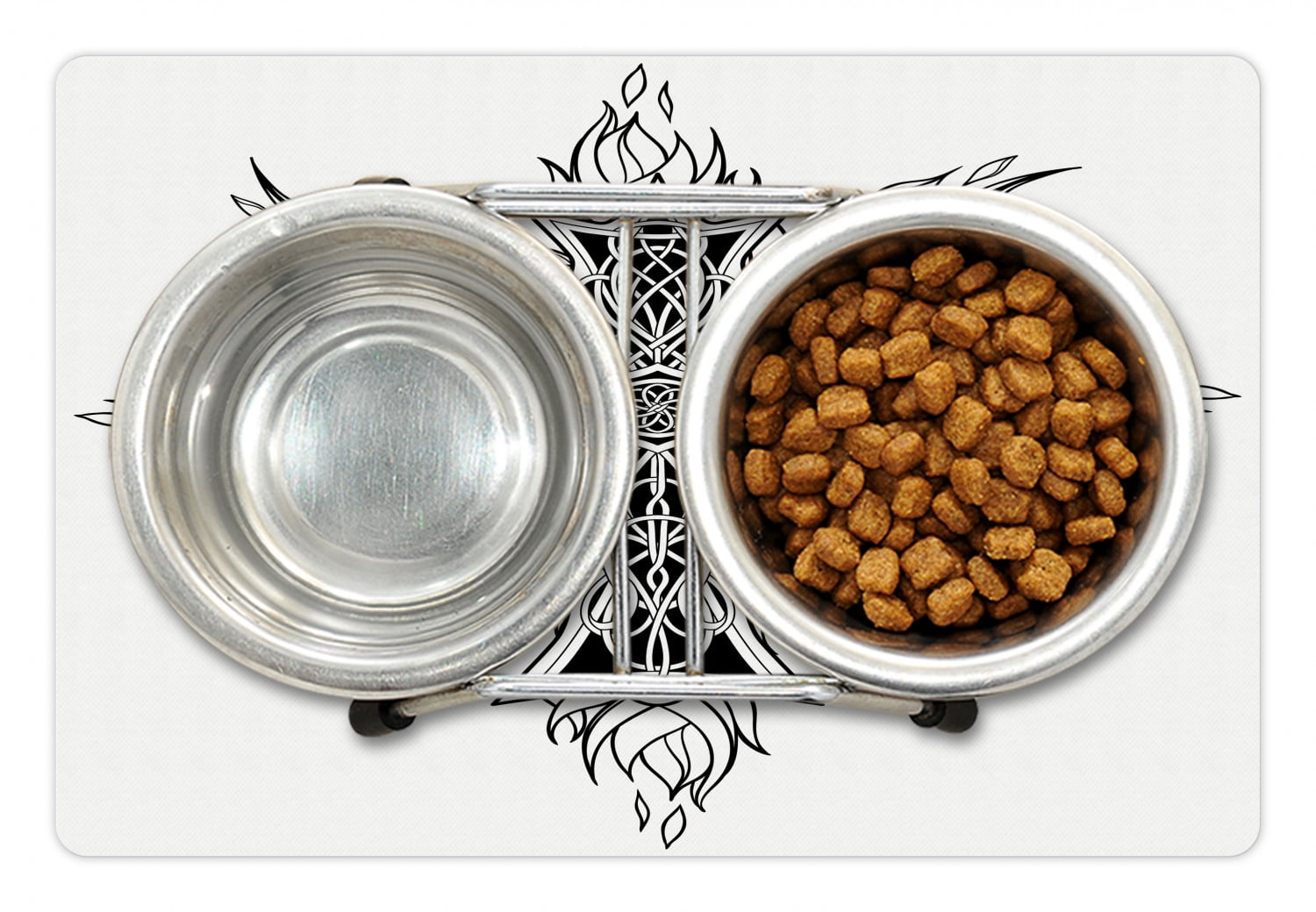 Celtic Pet Mat for Food and Water, Gothic Image in Celtic Style Flames ...