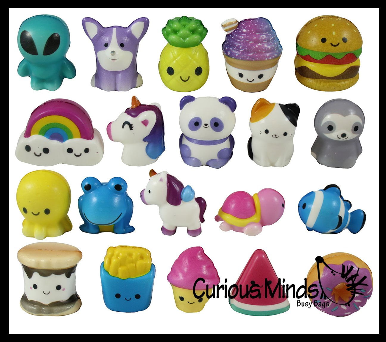 Set of 20 Cute Micro Slow Rise Squishy Toys - 1 OF EACH STYLE - Mini ...
