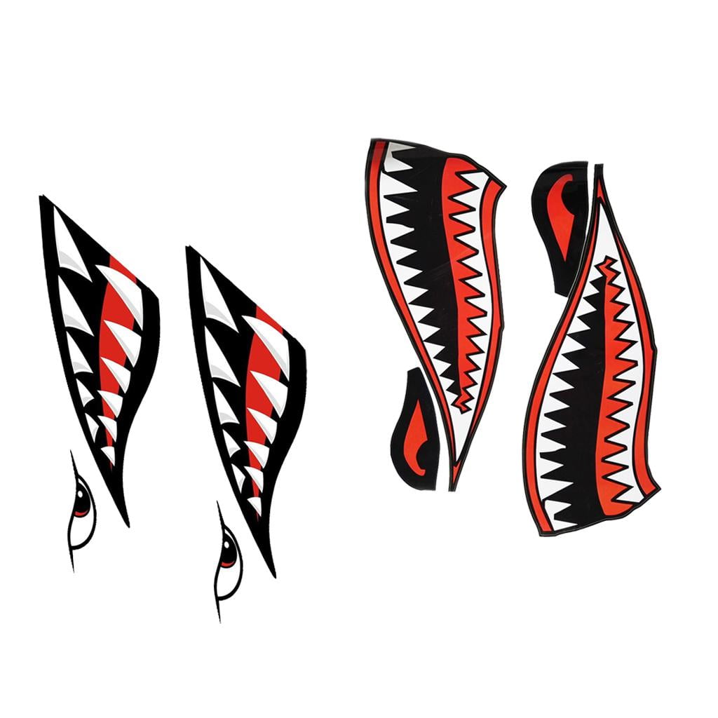 4Pcs Tiburón Boca Decal Cool Stickers Para Kayak Canoe Dinghy Boat ...