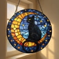 Celestial Cat Moon Inspired Window Suncatcher, Decorative Stained Glass ...